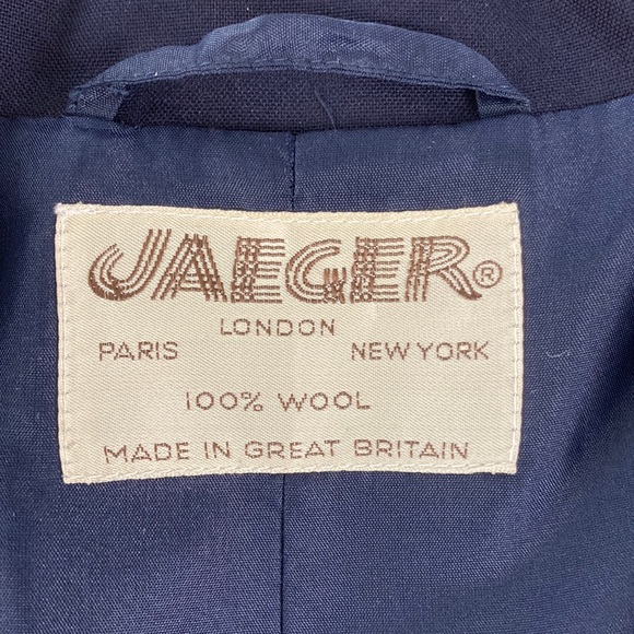 jaeger | Jackets & Coats | Vintage Jaeger Navy Worsted Wool 3 Button ...